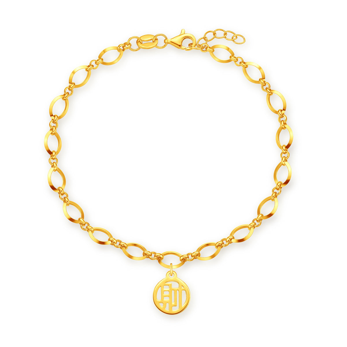 Chow Tai Fook 999 24K Pure Gold Oval Chain Bracelet - Money – Gem ...
